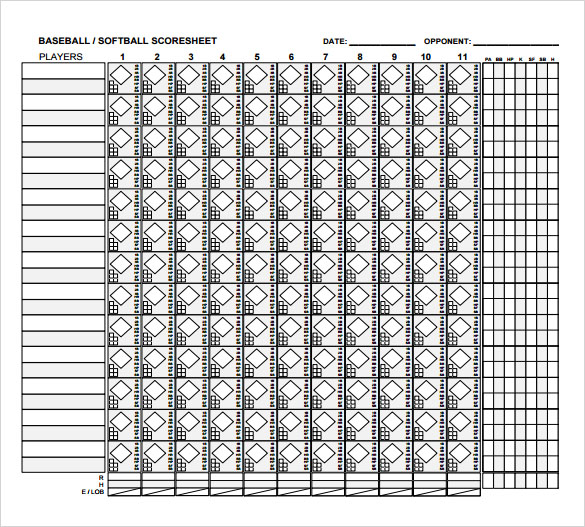 Baseball Score Sheet 2022