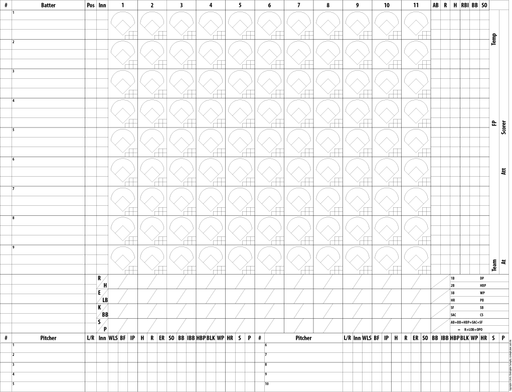 Baseball Score Sheet 2022