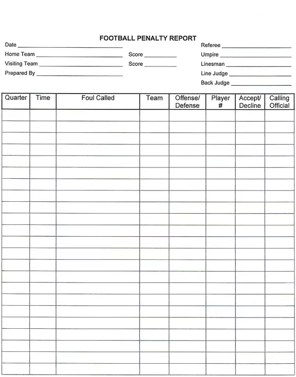 Football Stat Sheet 2022